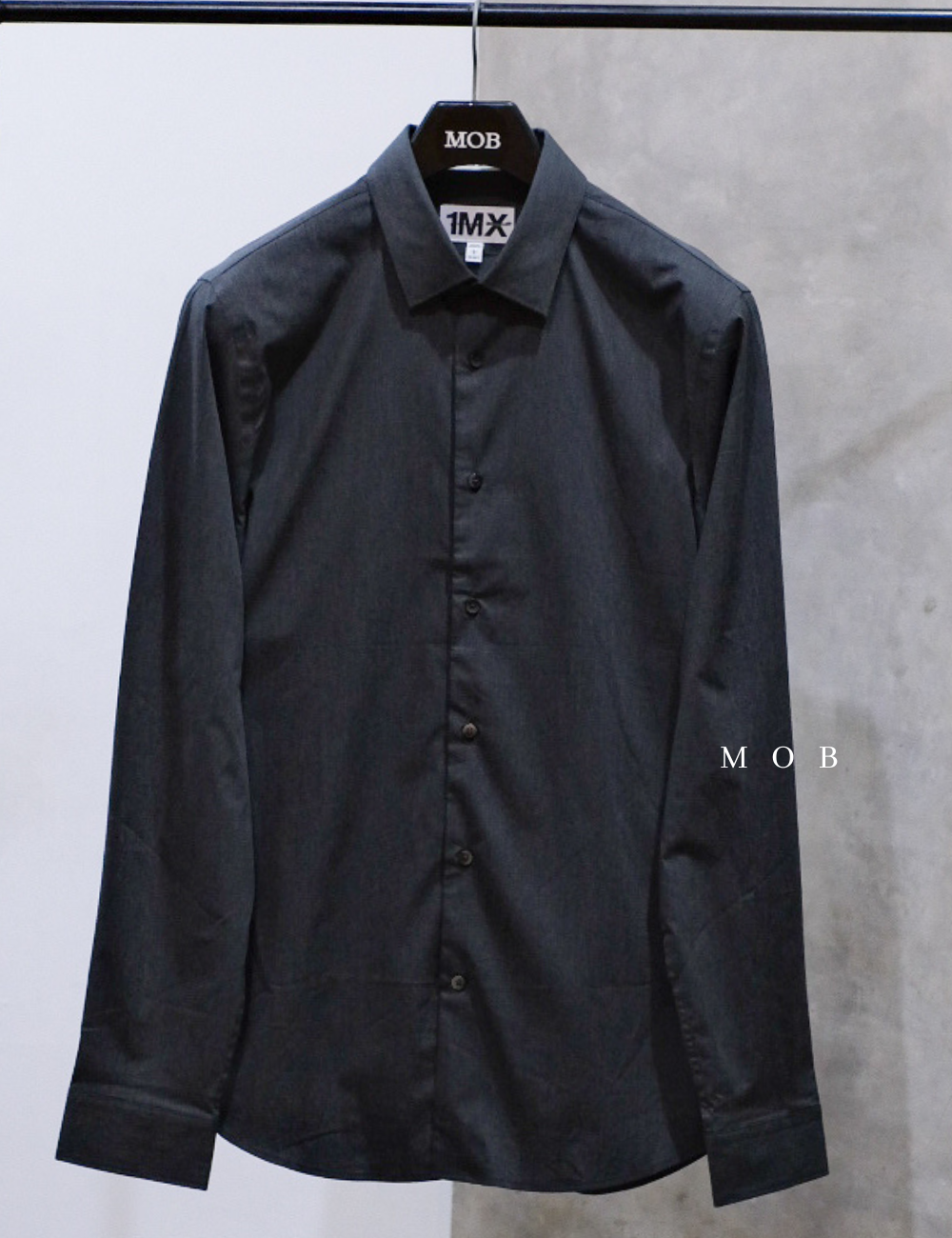 MOB - EXLSS04005 EXTRA SLIM Stretch 1MX LS Shirt Dark Grey Misty