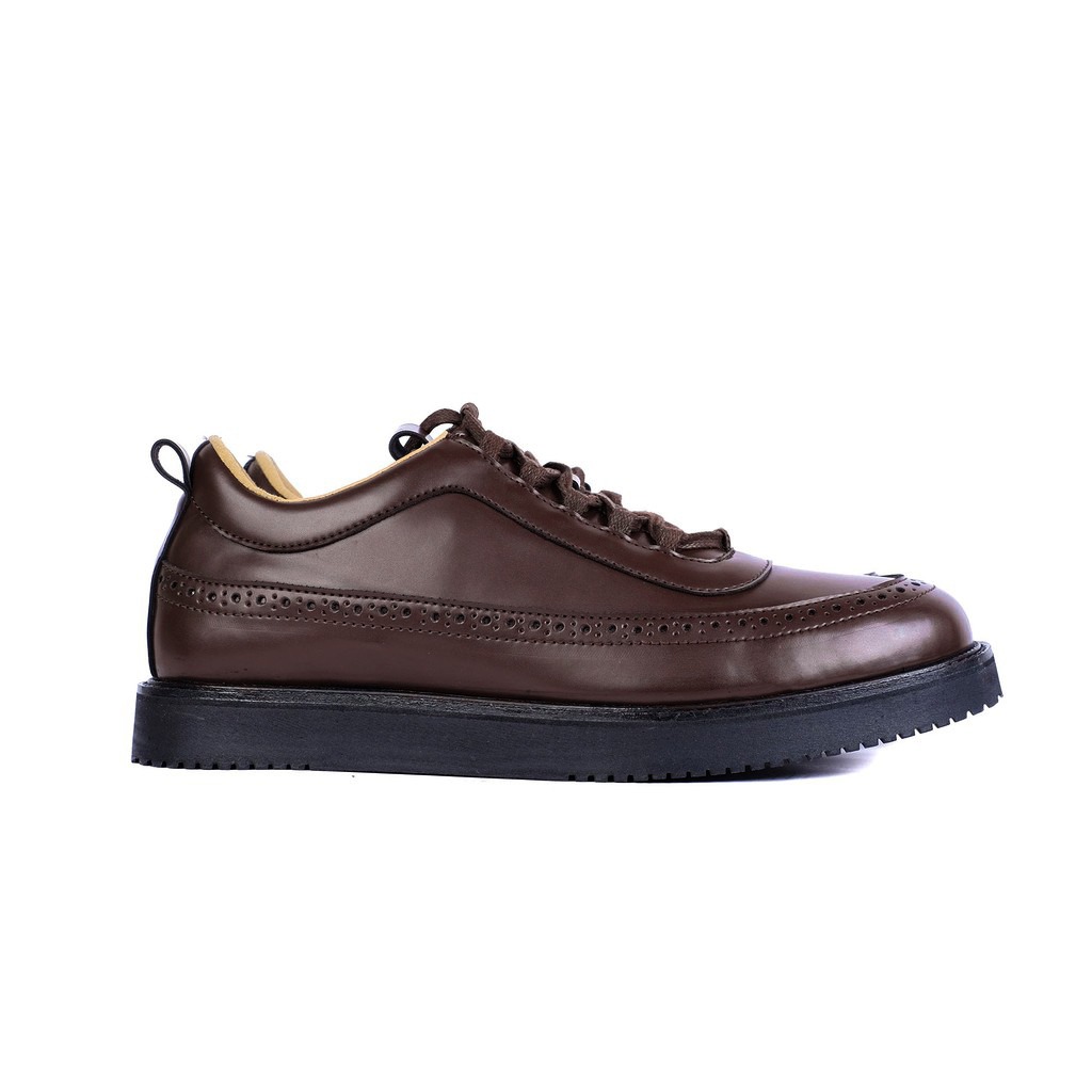 SEPATU KERJA FORMAL PEJUANG CUAN - Sneakers Wing Brogue Dark Brown