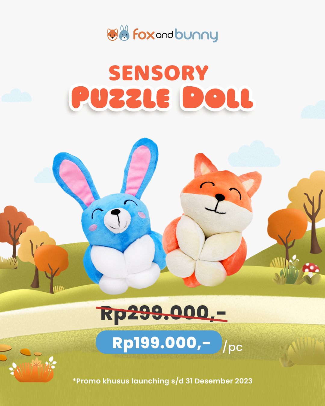 Fox and Bunny - Fox and Bunny | Sensory Puzzle Doll | Mainan Edukasi Anak