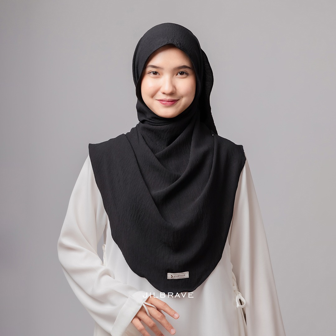 Jilbrave Official Store - Eri Malay Pashmina Black (New)