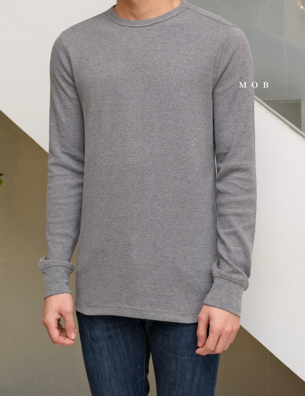 MOB - GPLST04002 GAP Waffle LS Tee Grey