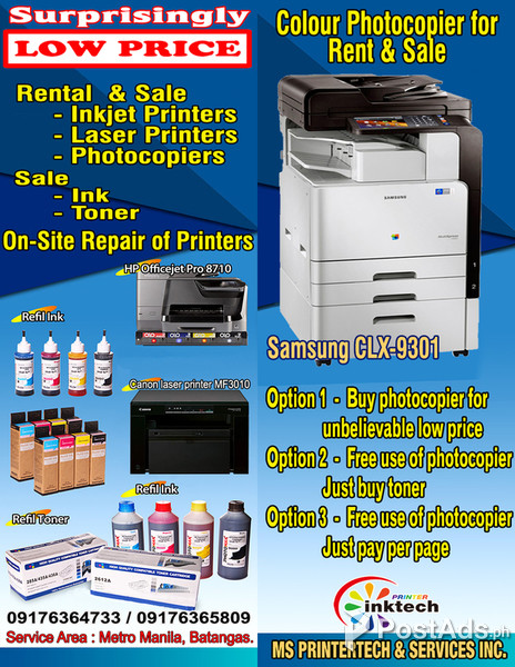 PHOTOCOPIER, PRINTER & INKS, REPAIRS (Sale or Rent) For LOW LOW Price ...