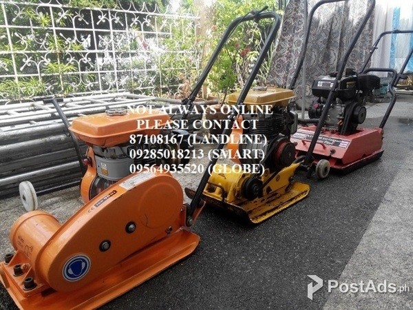 PLATE COMPACTOR and Other Construction Equipment FOR RENT | PostAds.ph