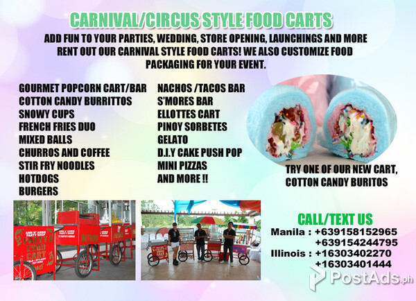 Affordable Food cart rental Parties, Carnival style | PostAds.ph