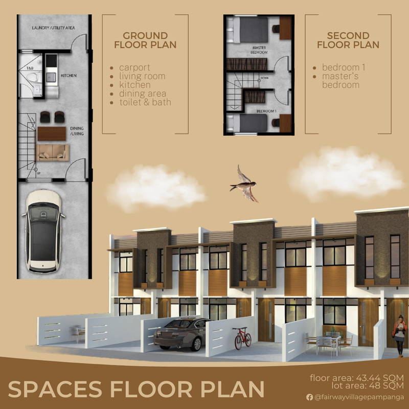 Townhouse Type SPACES Model Fairway Village at The Lakeshore Pampanga ...