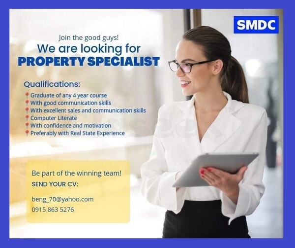 Looking for a Property Specialist to market SMDC | PostAds.ph