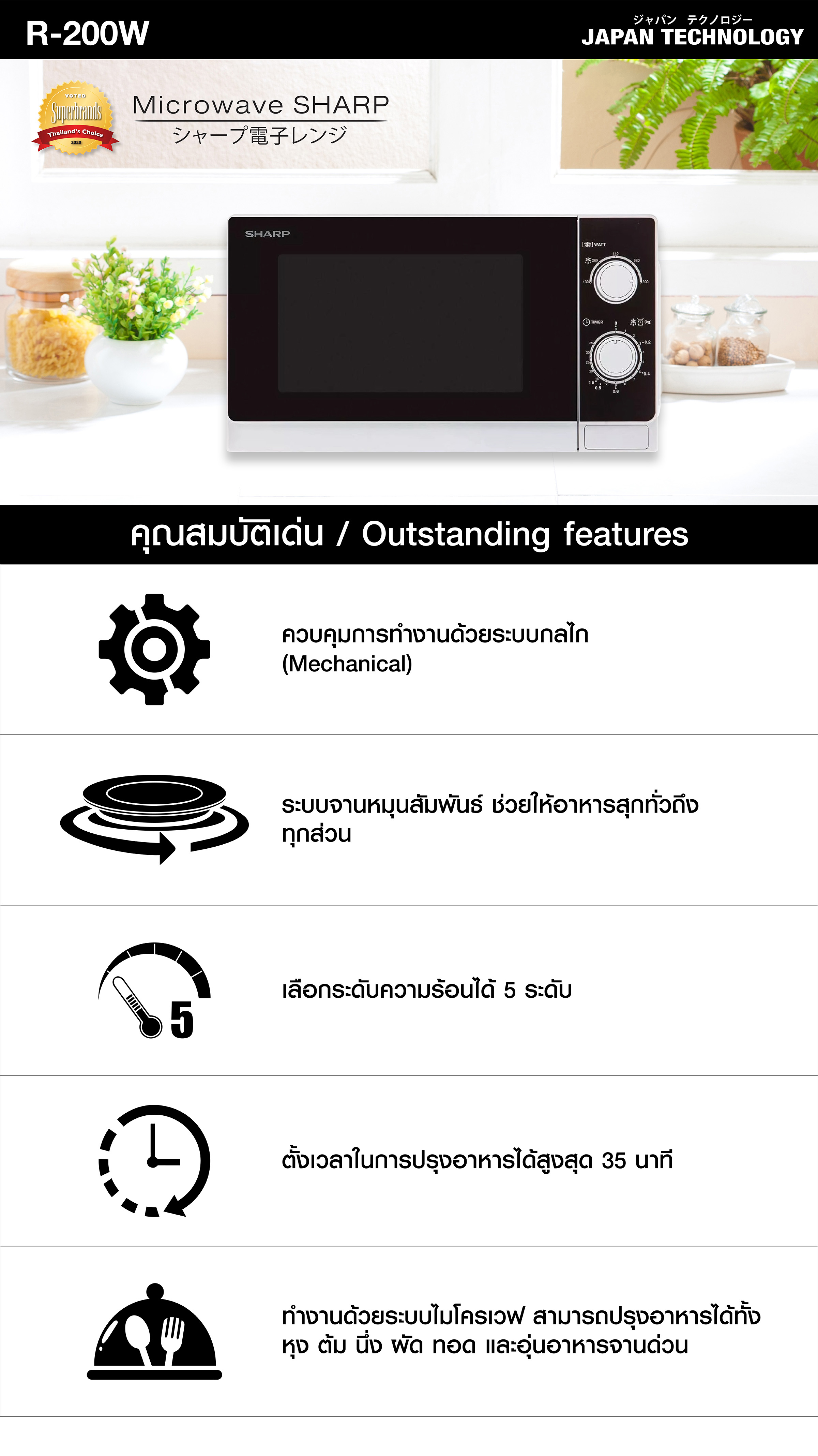 MICROWAVE SHARP R-200W 20L