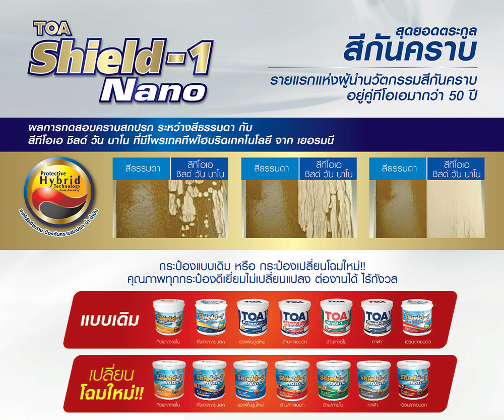 สีรองพื้นปูนใหม่ TOA SHIELD-1 NANO #0000 ด้าน 5 แกลลอน