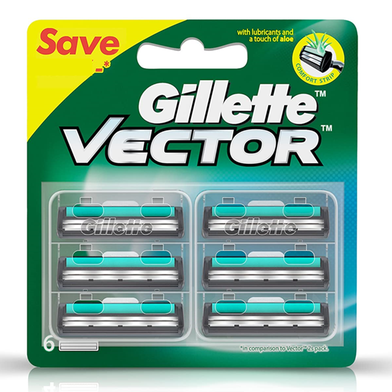 Gillette Vector Shaving Razor Blades - 6 Cartridge - CT0062 : Gillette ...