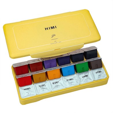 Himi Gouache Paint Set- 30ml 18colors Jelly Cup (Yellow Box) : Himi ...