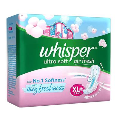 Whisper Ultra Soft Air Fresh Sanitary Pads for Women- XL Plus 6 Napkins ...