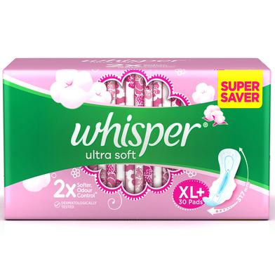 Whisper Ultra Softs Air Fresh Sanitary Pads for Women, XL Plus 30 ...