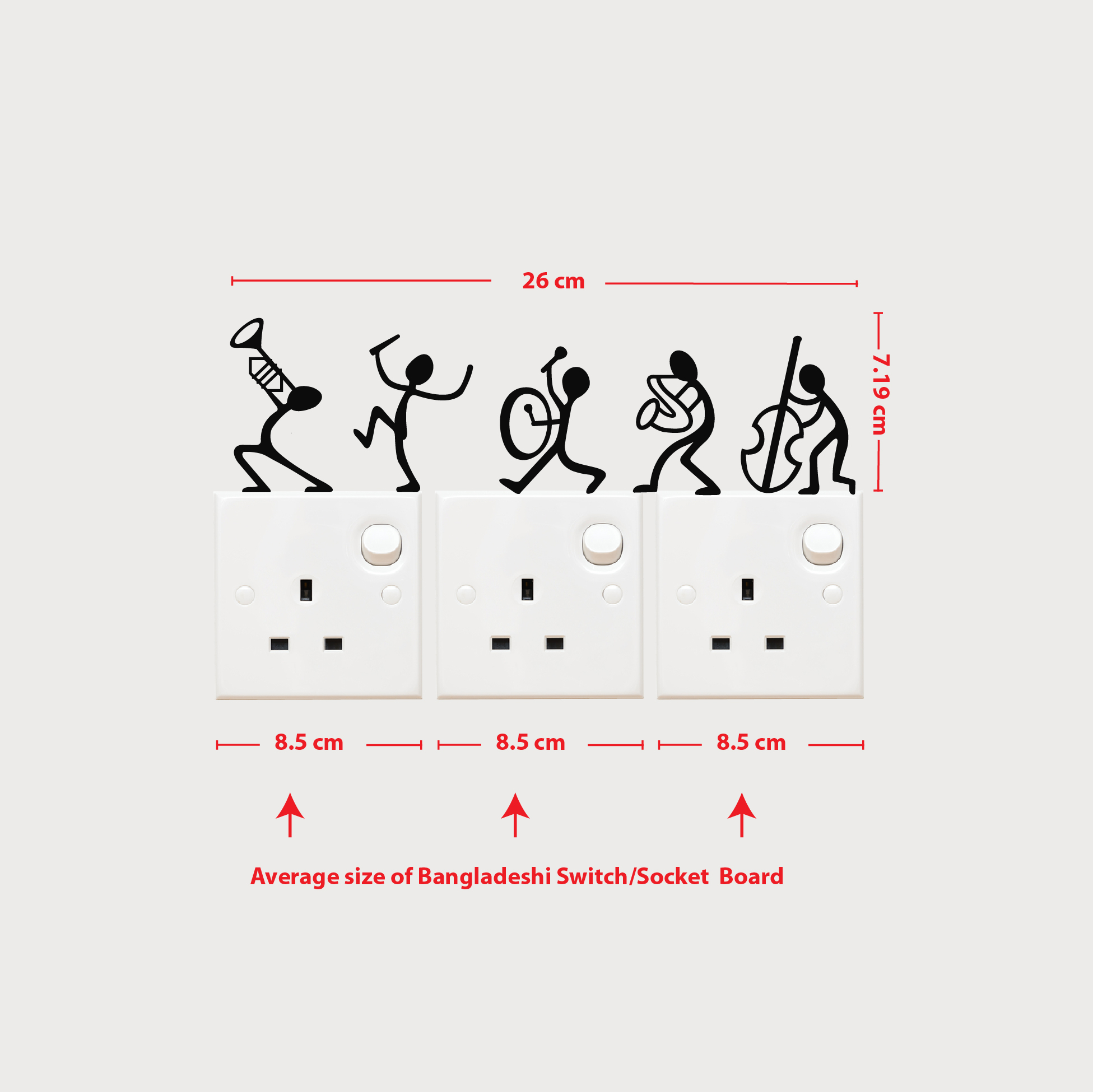 DDecorator Stick Figure Band Switch Socket Wall Sticker - (SS191 ...