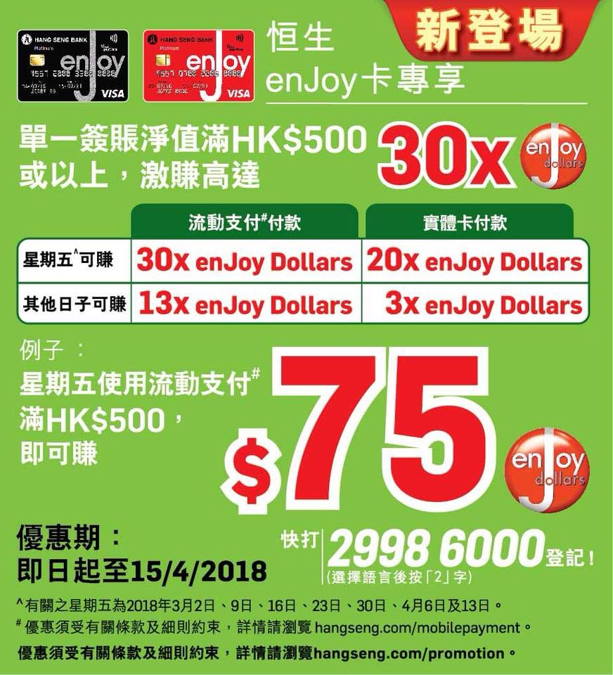 惠康：憑恒生 enJoy card 簽賬可賺高達30倍 enJoy Dollars | POPsale