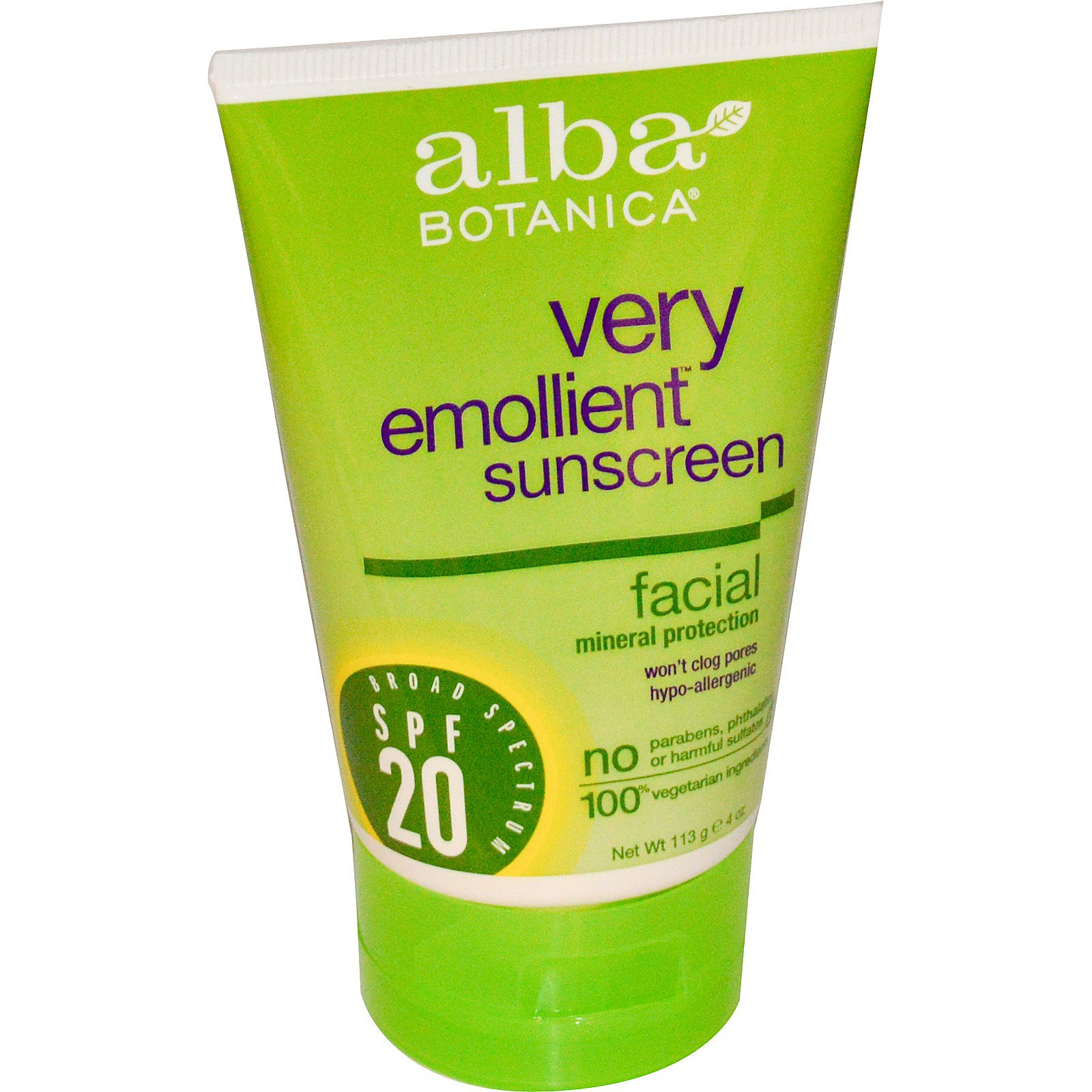 Alba Botanica Very Emollient Mineral Sunscreen Facial Lotion SPF 20 ...