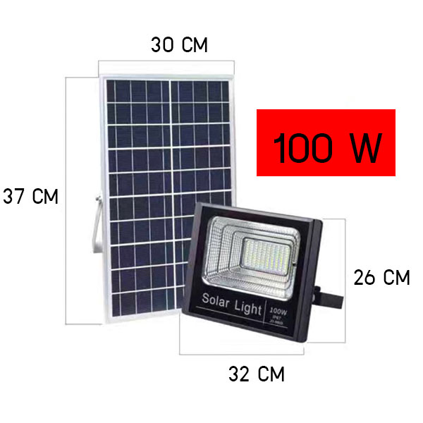 ไฟสปอร์ตไลท์ โซล่าเซลล์ Solar Cell LED Spotlight 100w แสงสีขาว ...