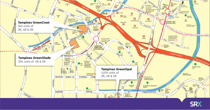 Tampines GreenCrest, Tampines GreenGlade, and Tampines GreenOpal BTO ...