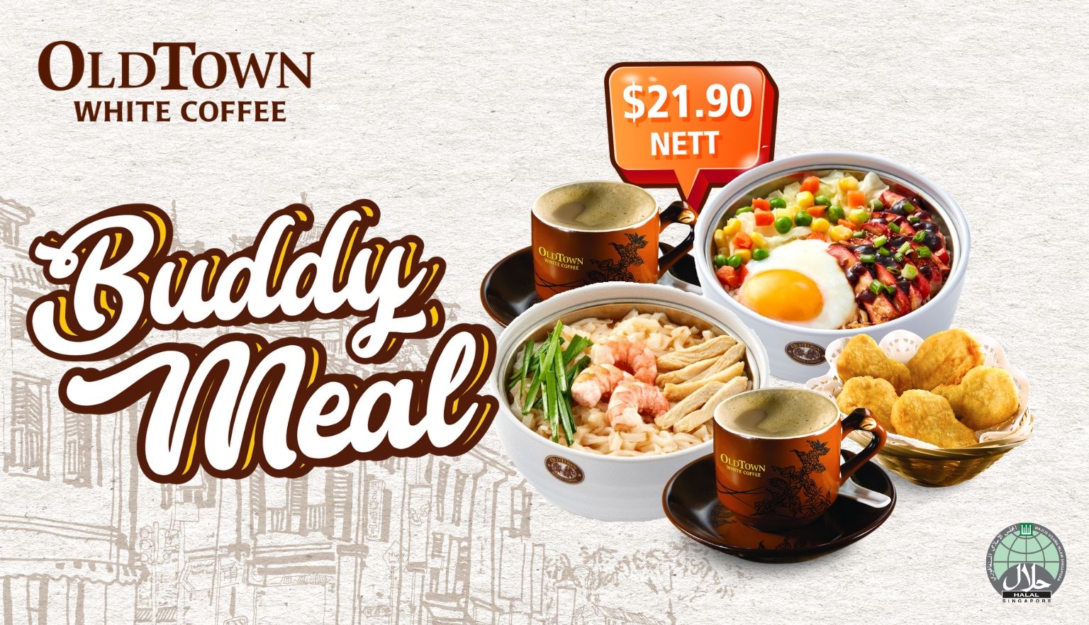 $21.90 Buddy Meal At OLDTOWN White Coffee - Suntec City