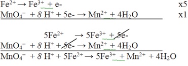 Pada reaksi redoks: a MnO 4 – + Fe 2+ + b H + → c ...