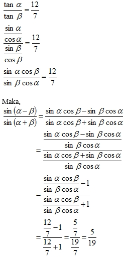Jika , maka sin ( α + β ) sin ( α − β ) = . . .