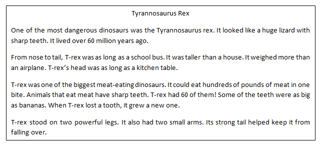 Read the text below for no. 35-39 “T-rex had...