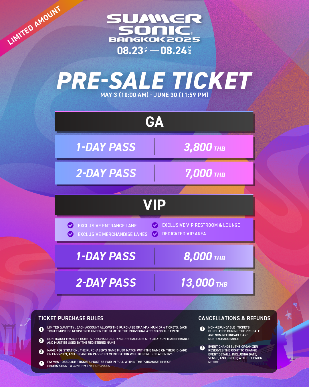 รายละเอียดการผ่อนบัตร SUMMER SONIC BANGKOK 2025