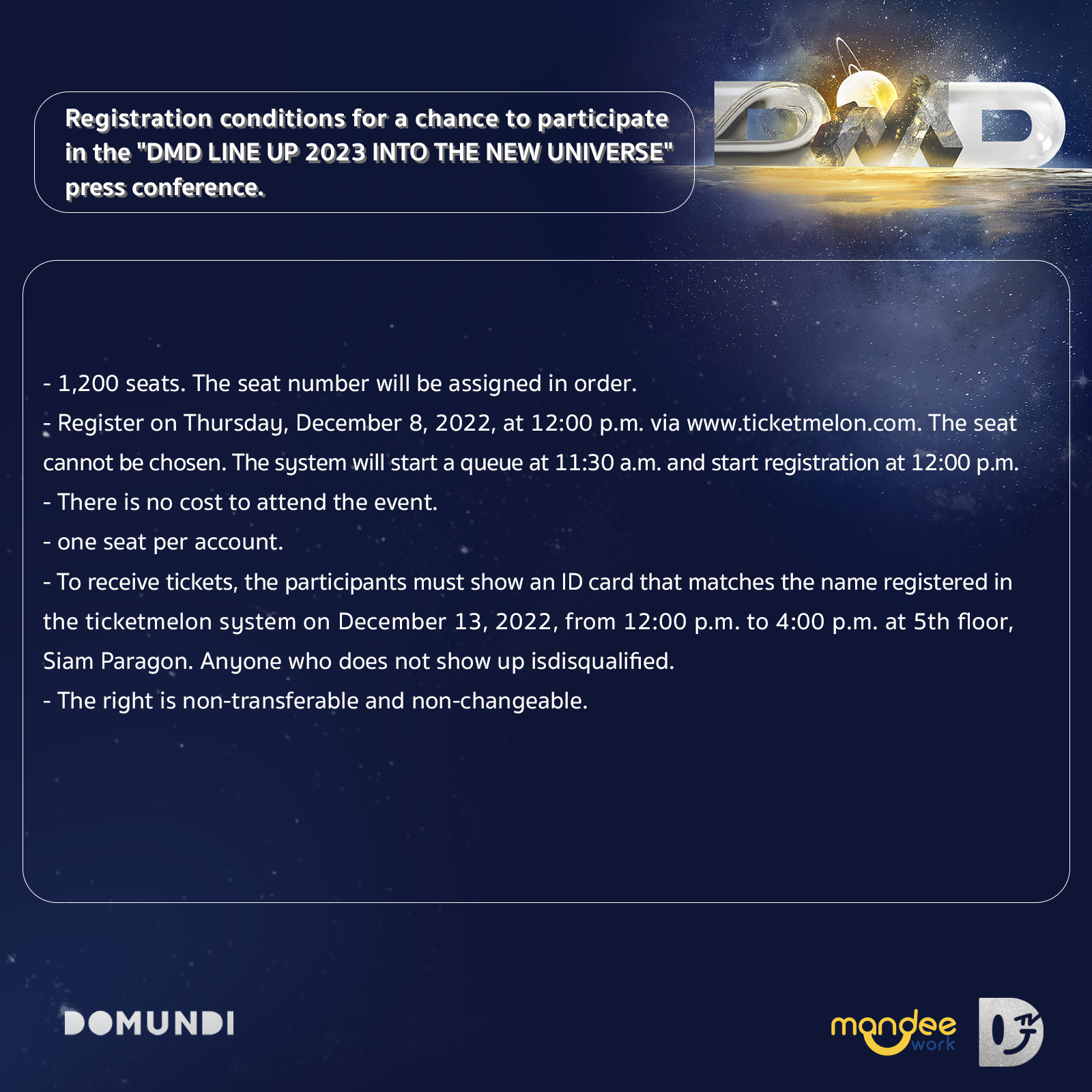 DMD LINE UP 2023 INTO THE NEW UNIVERSE - Ticketmelon