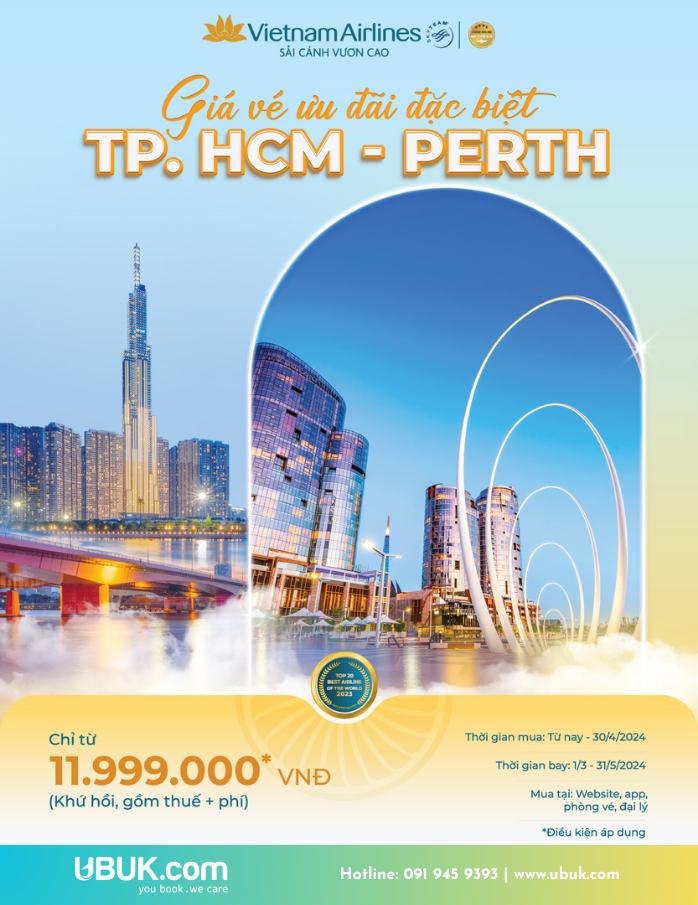 ƯU ĐÃI GIÁ VÉ TRÊN HÀNH TRÌNH TP HCM - PERTH (ÚC)