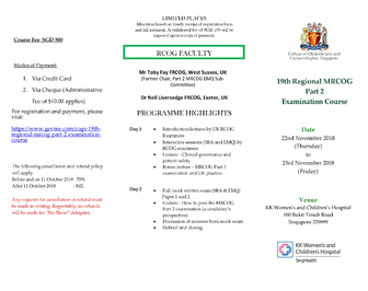 19th Regional MRCOG Part 2 Examination Course GEVME