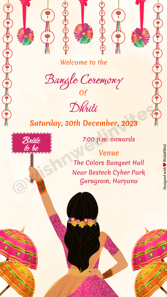 Bangle & Choora Ceremony Invitation Card - Wish N Wed