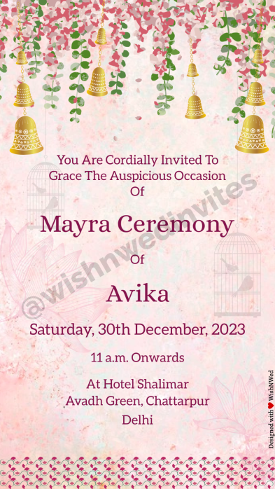 Create Bangle Ceremony Video Invite Online - Wish N Wed