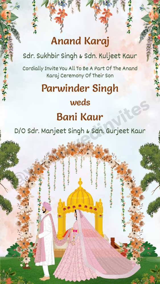 Editable Punjabi, Sikh & Anand Karaj Wedding Video Invitations - Wish N Wed