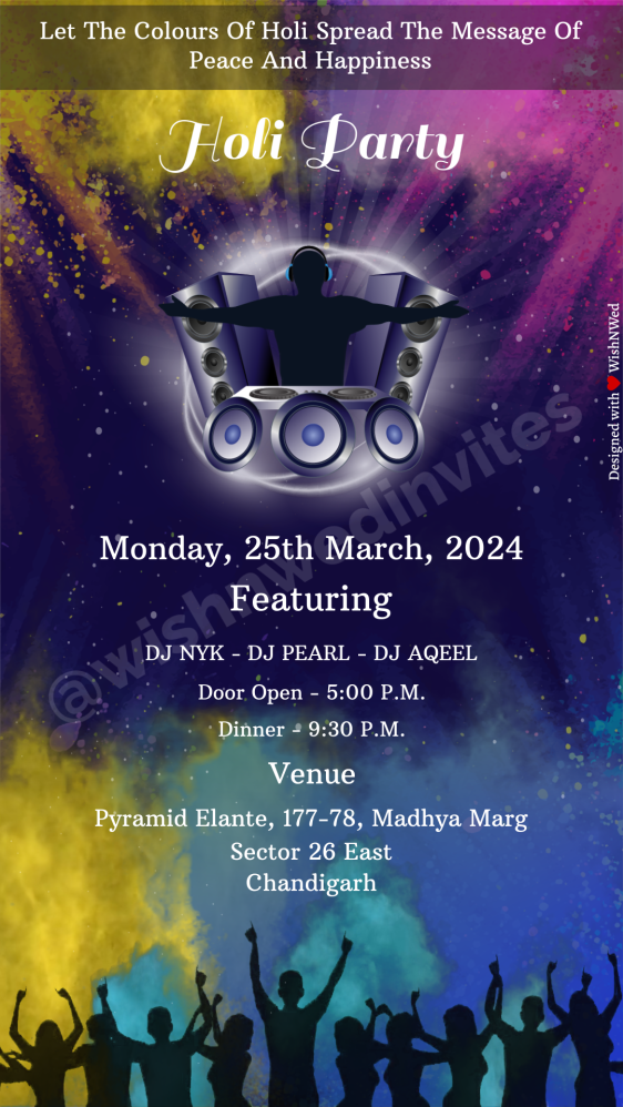 Holi Invitation Card Video Maker - Wish N Wed