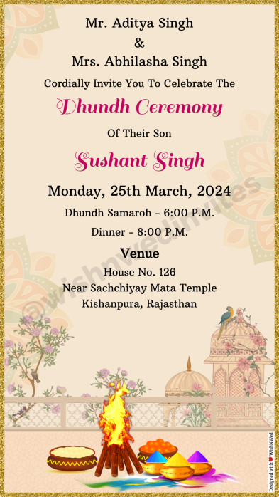 Dhundh Invitation Card Maker - Wish N Wed
