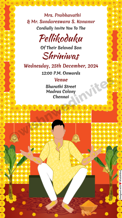 Editable Pellikuthuru Function Invitation Video Template - Wish N Wed