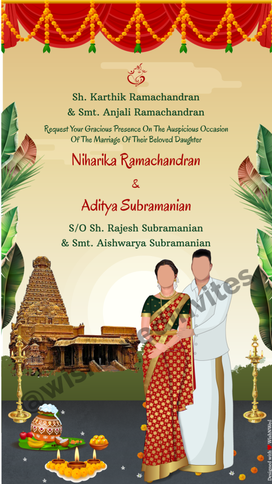 Traditional South Indian Wedding Video Invitation Templates - Wish N Wed