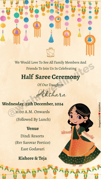 Half Saree Function Invitation Card Templates | Langa Voni E Card ...