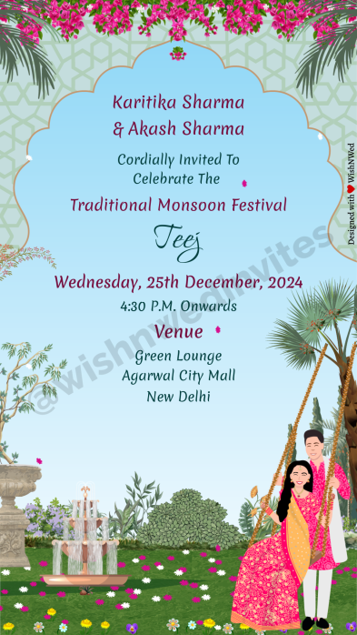 Editable Teej Invitation Video Template - Wish N Wed