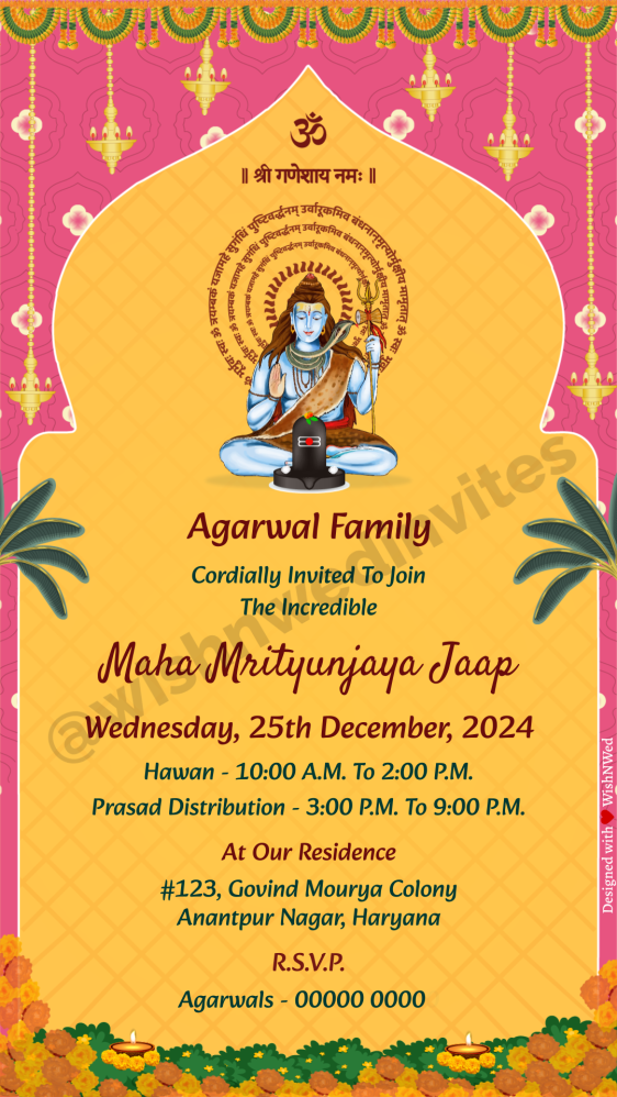 Mahashivratri Rudrabhishek Invitation Card Maker | Shiv Pooja Invite ...