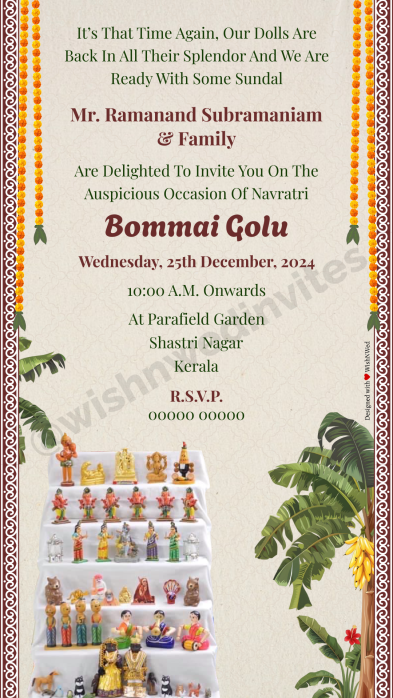 Editable Kolu Navratri Golu Invitation Card Video Template - Wish N Wed