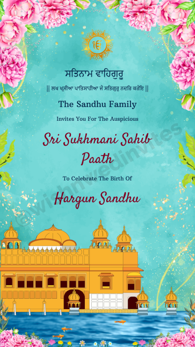 Sukhmani Sahib Path Invitation for New House Template - Wish N Wed