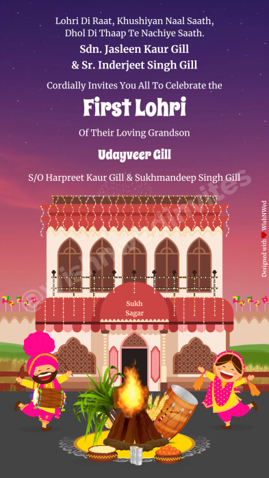 Editable First Lohri Invitation Video Card - WishNWed