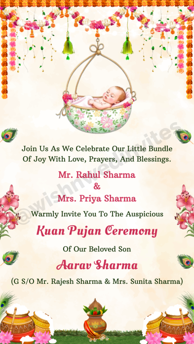 Customizable Kuan Pujan Ceremony Invitation Card Video - Wish N Wed