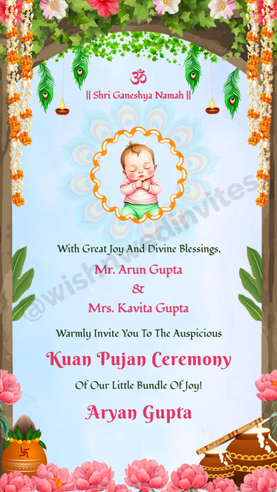 Editable Kua Pujan Invitation Card Templates - Wish N Wed