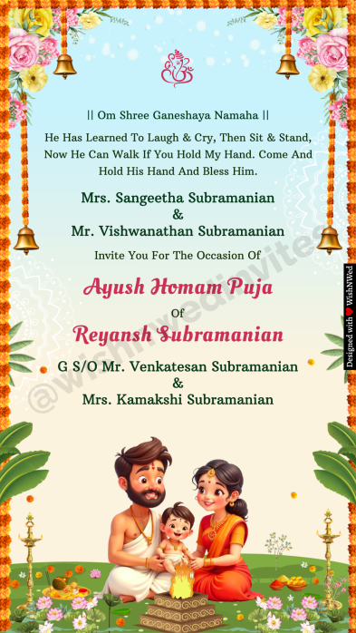 Ayush Homam Invitation Video for Girl | Editable Baby Girl Ayush Puja ...