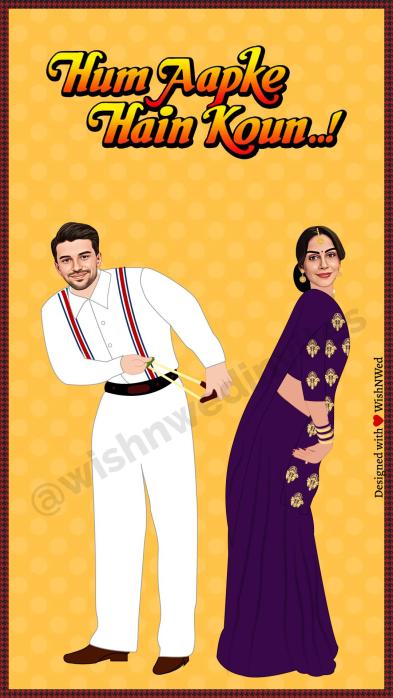 Custom Cute Animated Couple Caricature Template - Wish N Wed