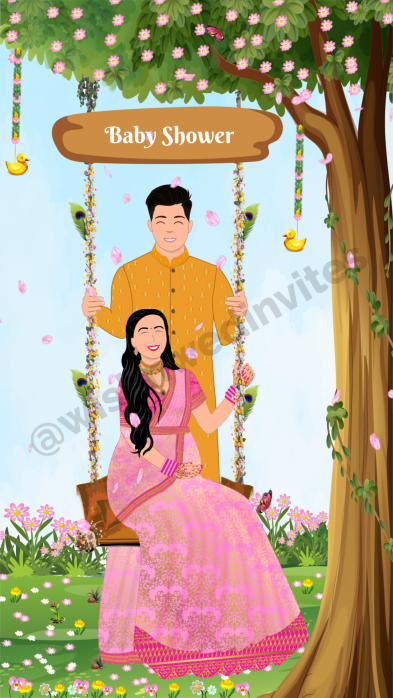 Valaikappu / Seemantham Invitation Card Video Template - Wish N Wed