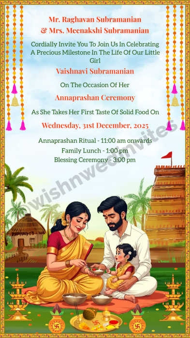 Rice Ceremony Invitation Video Maker | Annaprashan Invite