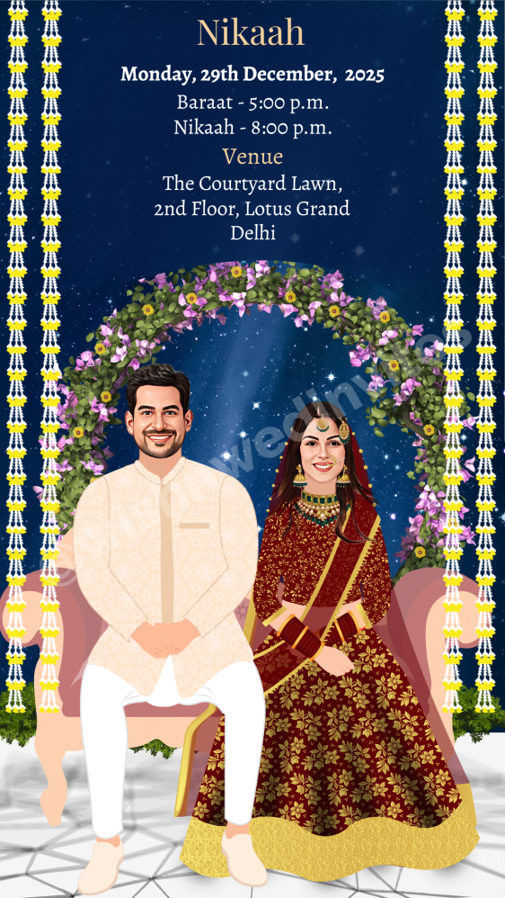 Muslim Wedding Video Invitation Maker Nikaah & Walima, Rukhsati Invites ...