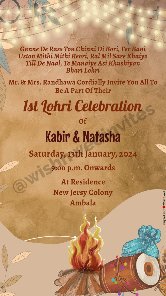 Lohri Invitation Card Maker | Lohri Invite VideoTemplates - Wish N Wed